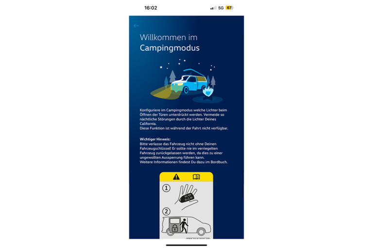Die Camper Unit und California App im neuen VW California T7